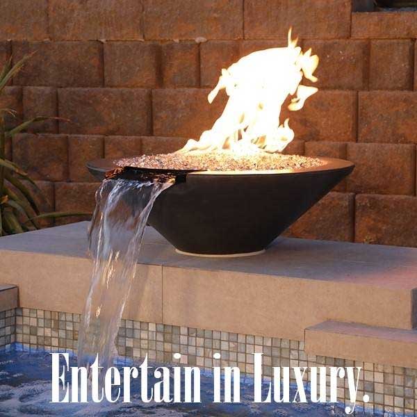 Concrete Pool Fire Bowls | Pool Fire Features | Fire Pits with Water ...
