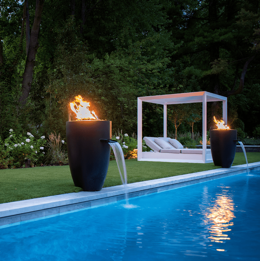 Concrete Pool Fire Bowls | Pool Fire Features | Fire Pits with Water ...